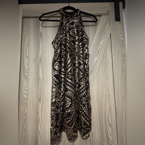Alya | Dresses | Alya One Shoulder Black And Gold Dress | Poshmark